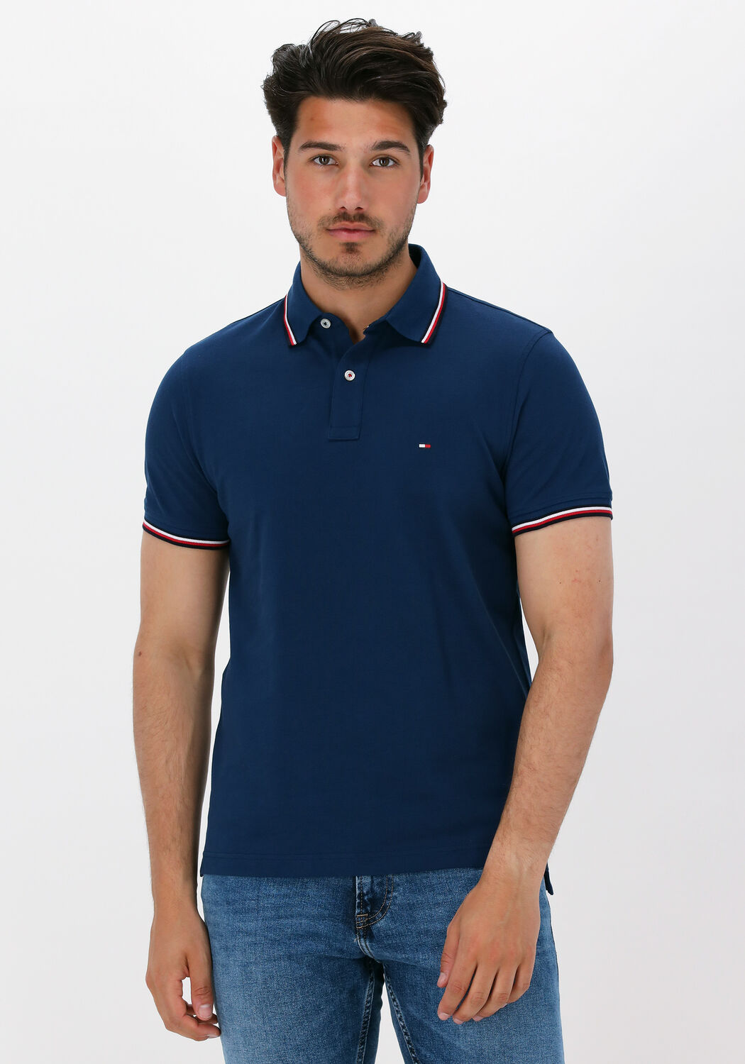dunkelblau tommy hilfiger polo shirt tommy tipped slim polo