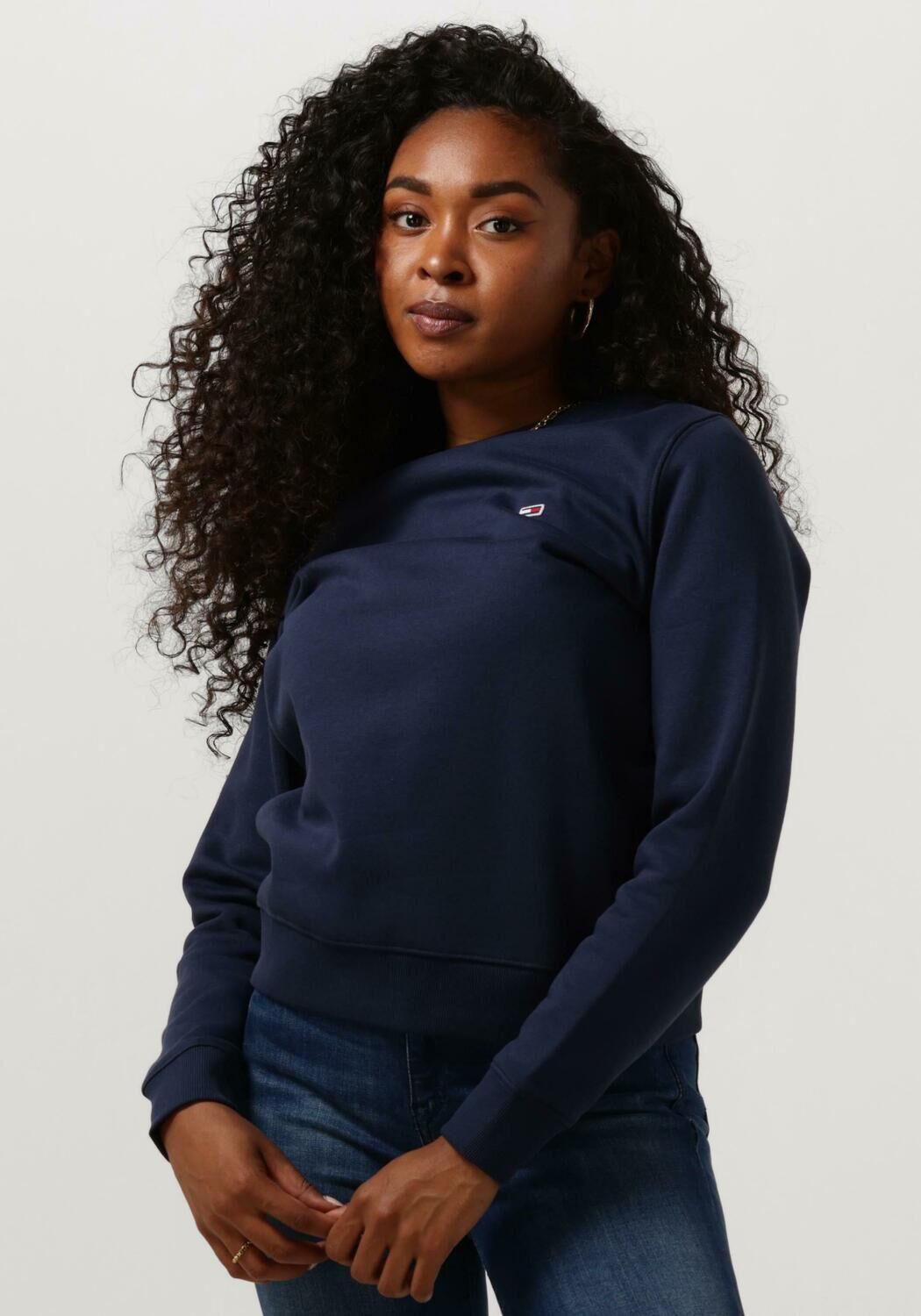 blaue tommy jeans sweatshirt tjw regular fleece c neck
