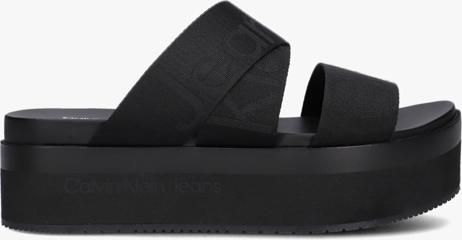 Schwarze CALVIN KLEIN Pantolette FLATFORM SLIPPER WEBBING | Omoda