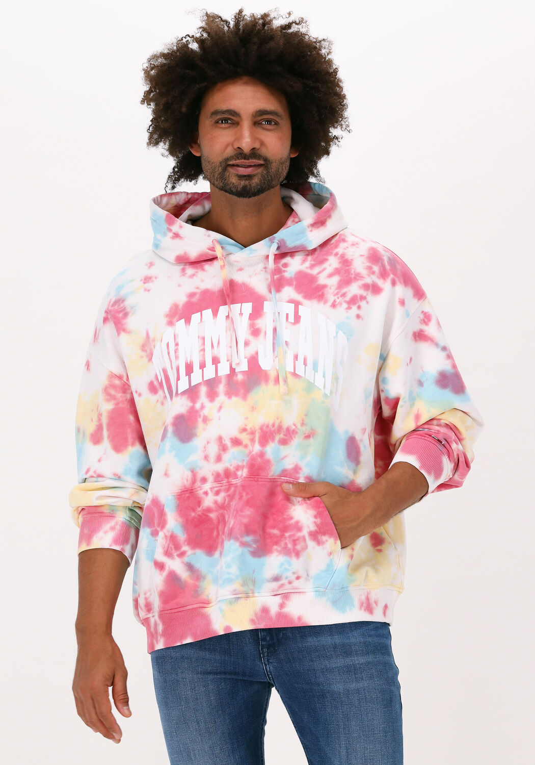 mehrfarbige bunte tommy jeans sweatshirt tjm aop tie dye hoodie