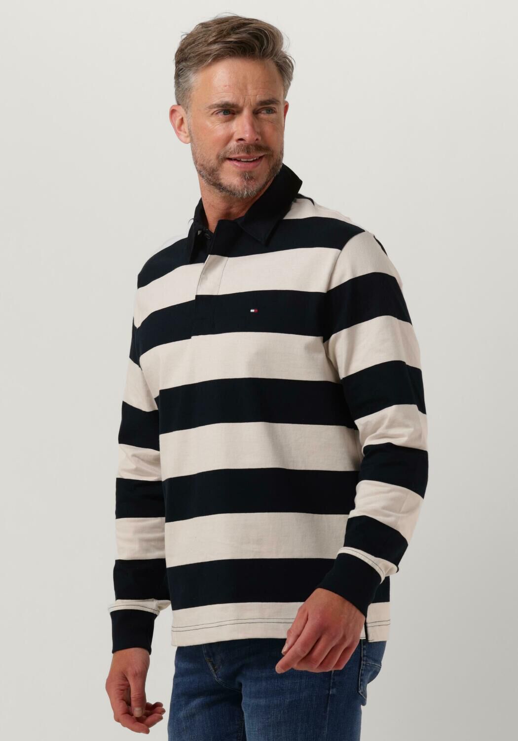 blau weiB gestreift tommy hilfiger polo shirt new prep stripe rugby