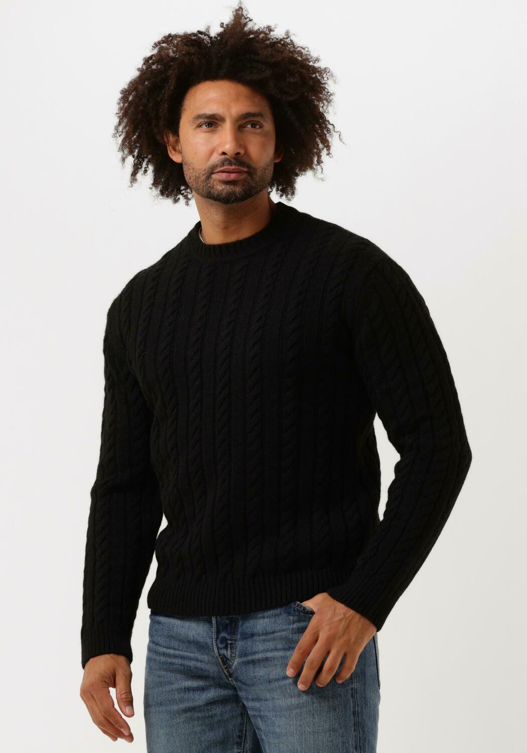 Schwarze EDWIN Pullover TWISTED CREW NECK SWEATER | Omoda