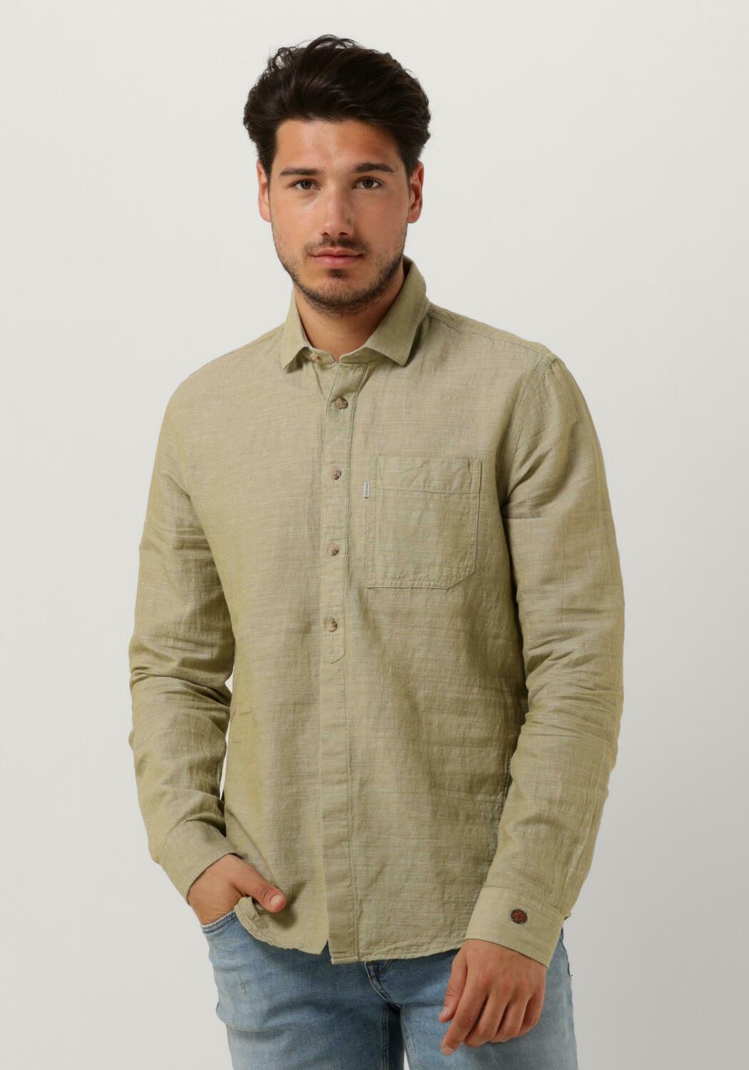 Grüne CAST IRON Casual-Oberhemd LONG SLEEVE SHIRT CO LI DOBBY | Omoda