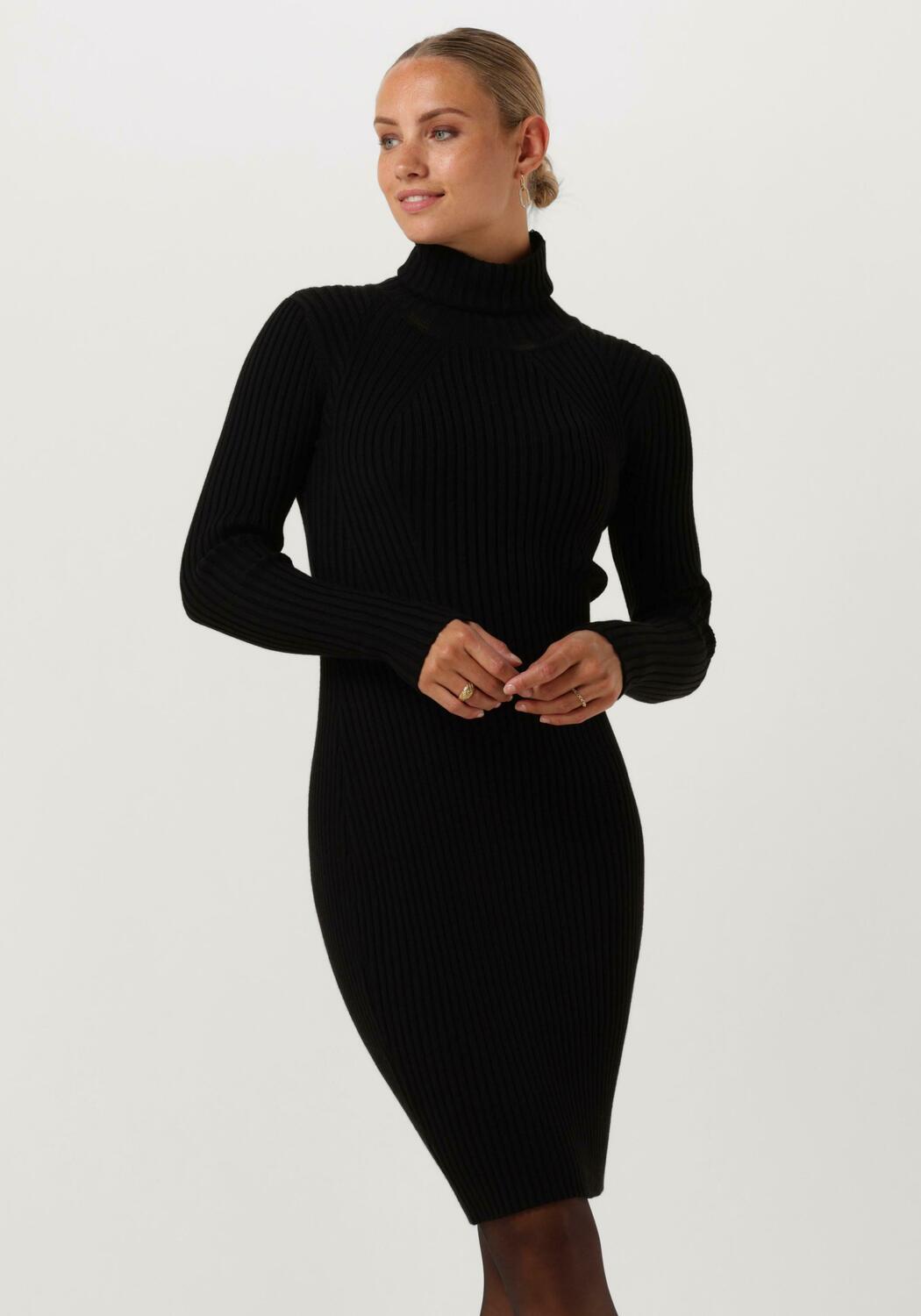 Schwarze JANICE Minikleid JURK GEBREID KOL TRAVIS | Omoda