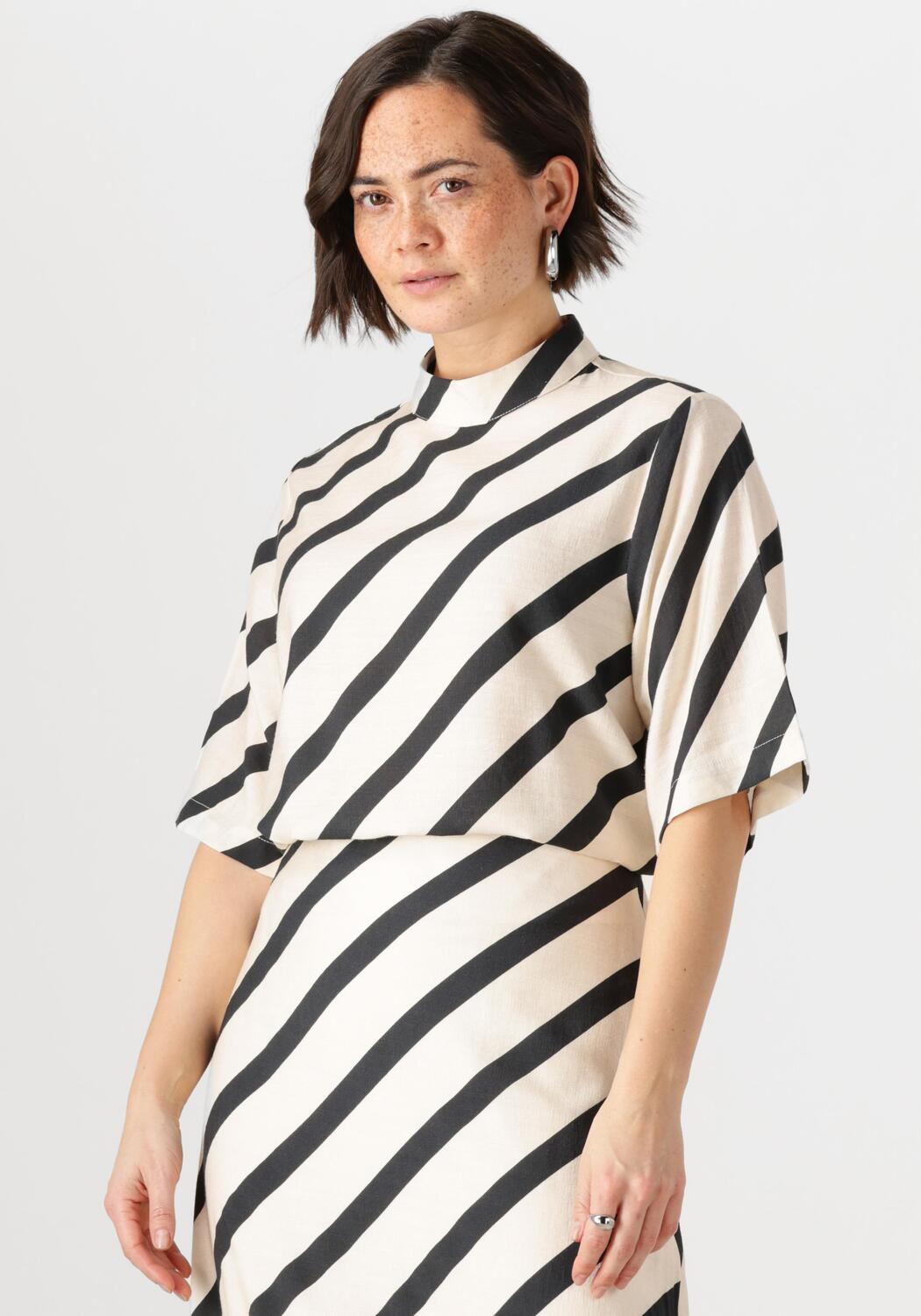 Weiße JANSEN AMSTERDAM Blusen TEDDIE BLOUSE BS 116 SHORT SLEEVE HIGH ...