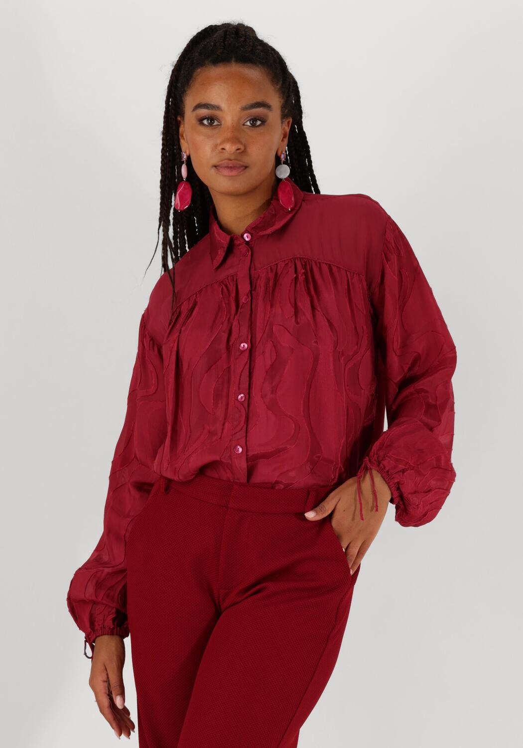 Rote POM AMSTERDAM Blusen JAQCUARD BURGUNDY RED | Omoda