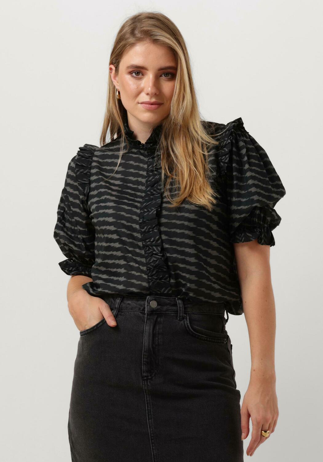 Schwarze NEO NOIR Blusen CHACHA GRAPHIC BLOUSE | Omoda