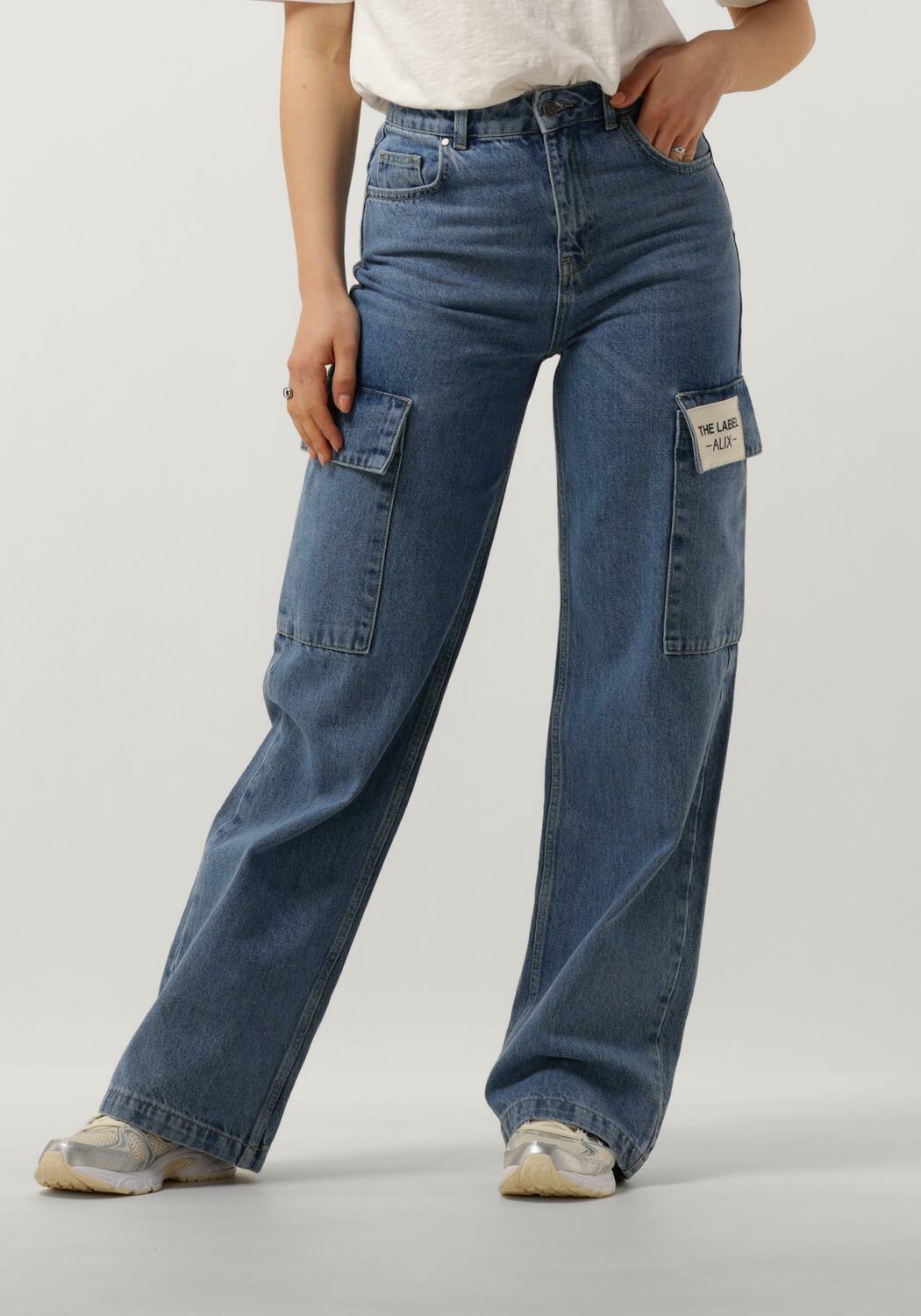 Blaue ALIX THE LABEL Straight leg jeans LADIES WOVEN DENIM CARGO PANTS ...