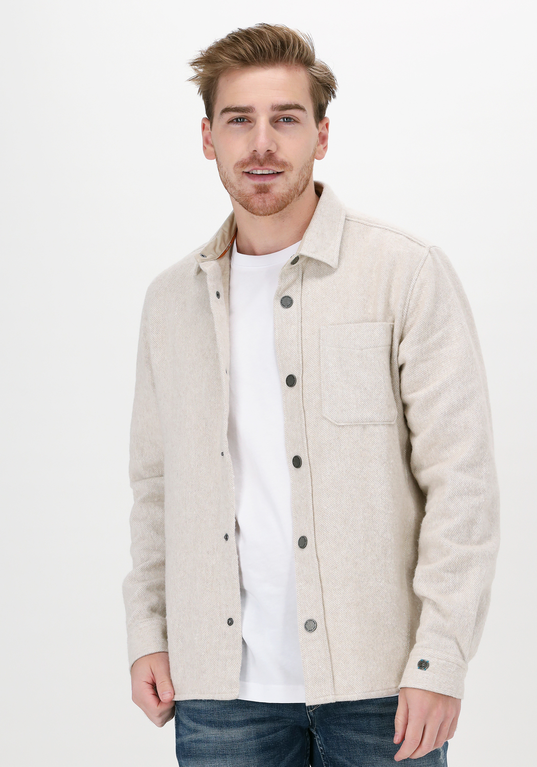 Beige CAST IRON Overshirt LONG SLEEVE SHIRT WOOL BLEND R | Omoda