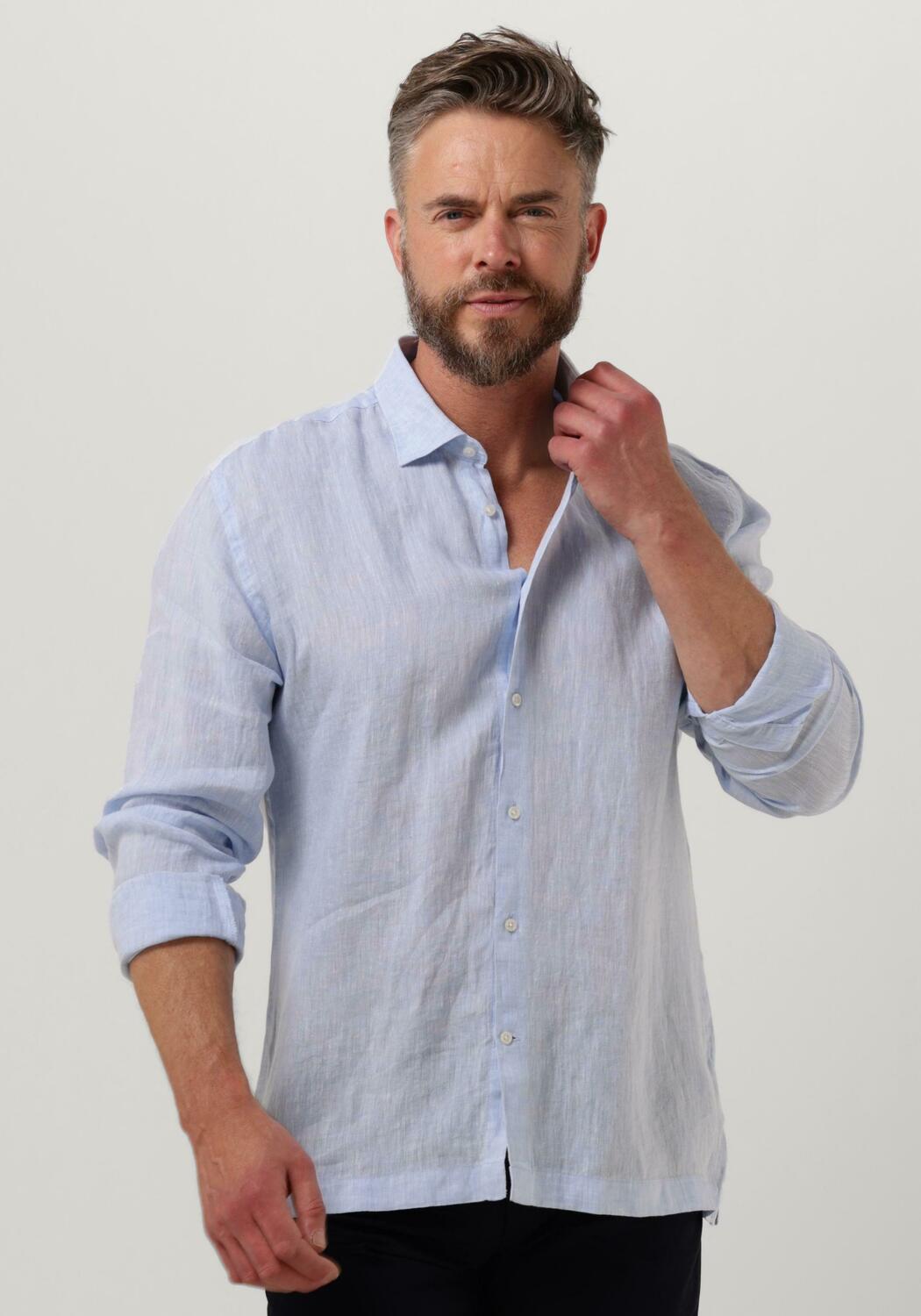 Hellblau GENTI Casual-Oberhemd LINNEN S7054-1120 | Omoda