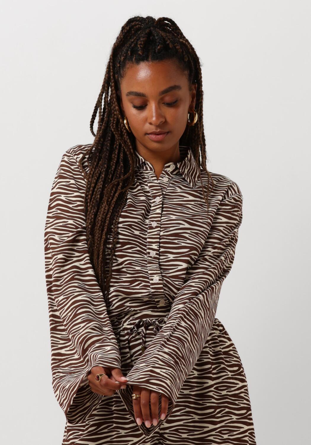 Braune COLOURFUL REBEL Blusen TIA ZEBRA KIMONO SLEEVE BLOUSE | Omoda