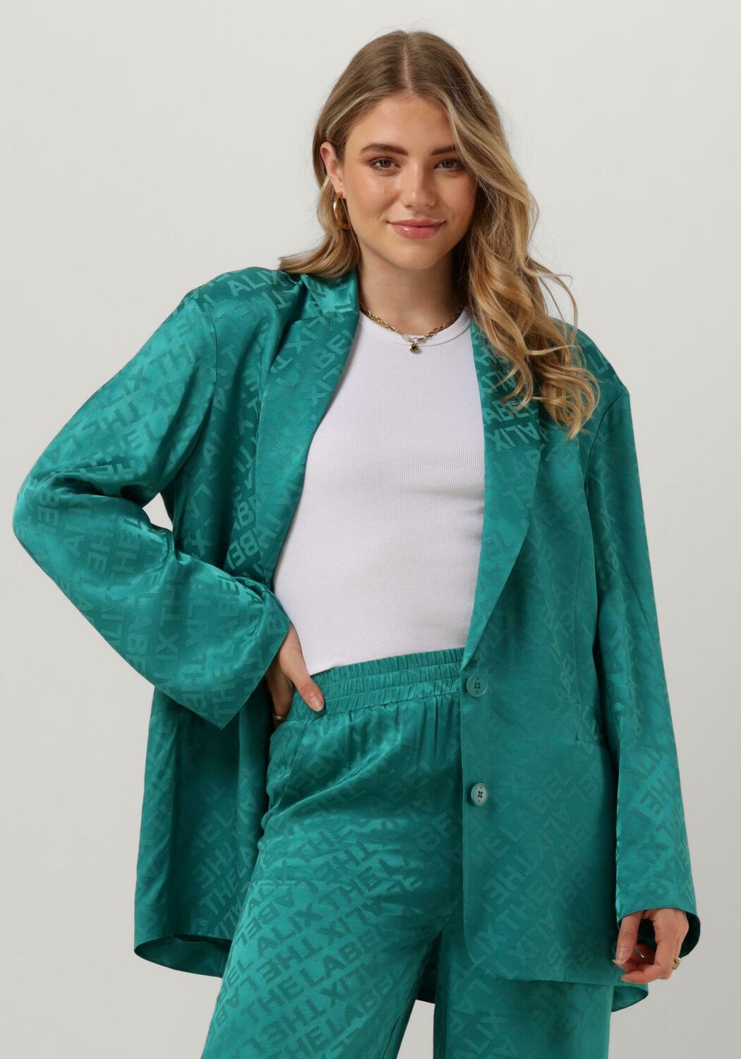 Grüne ALIX THE LABEL Blazer LADIES WOVEN OVERSIZED BLAZER TEXT | Omoda